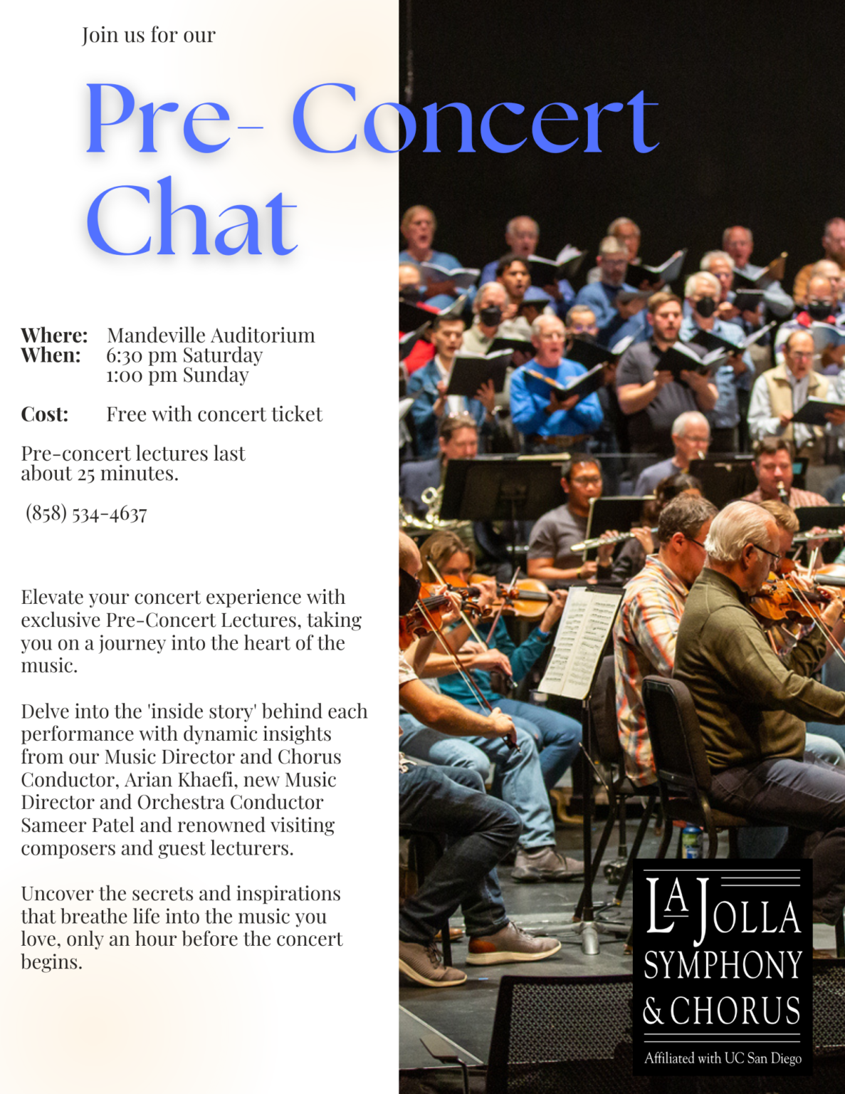 Pre-Concert Chat— One Hour Prior to Concerts - La Jolla Symphony & Chorus